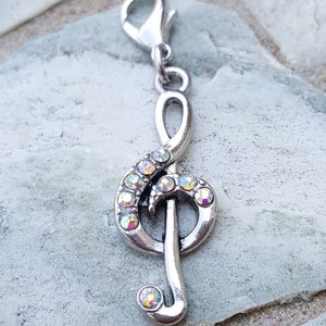 Silver Musical Note Charm, Pave Crystal Music Note Charm, Crystal ...