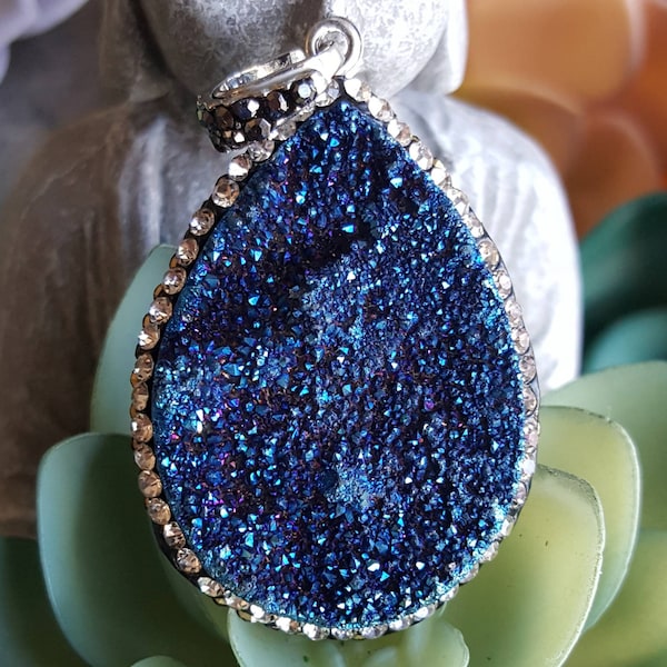 Blue Druzy Pendant - Etsy