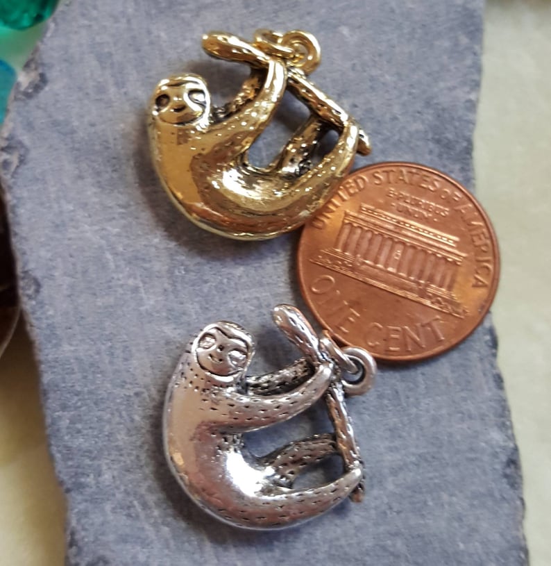 Silver Sloth Charm Gold Sloth Charm Silver Sloth Pendant - Etsy