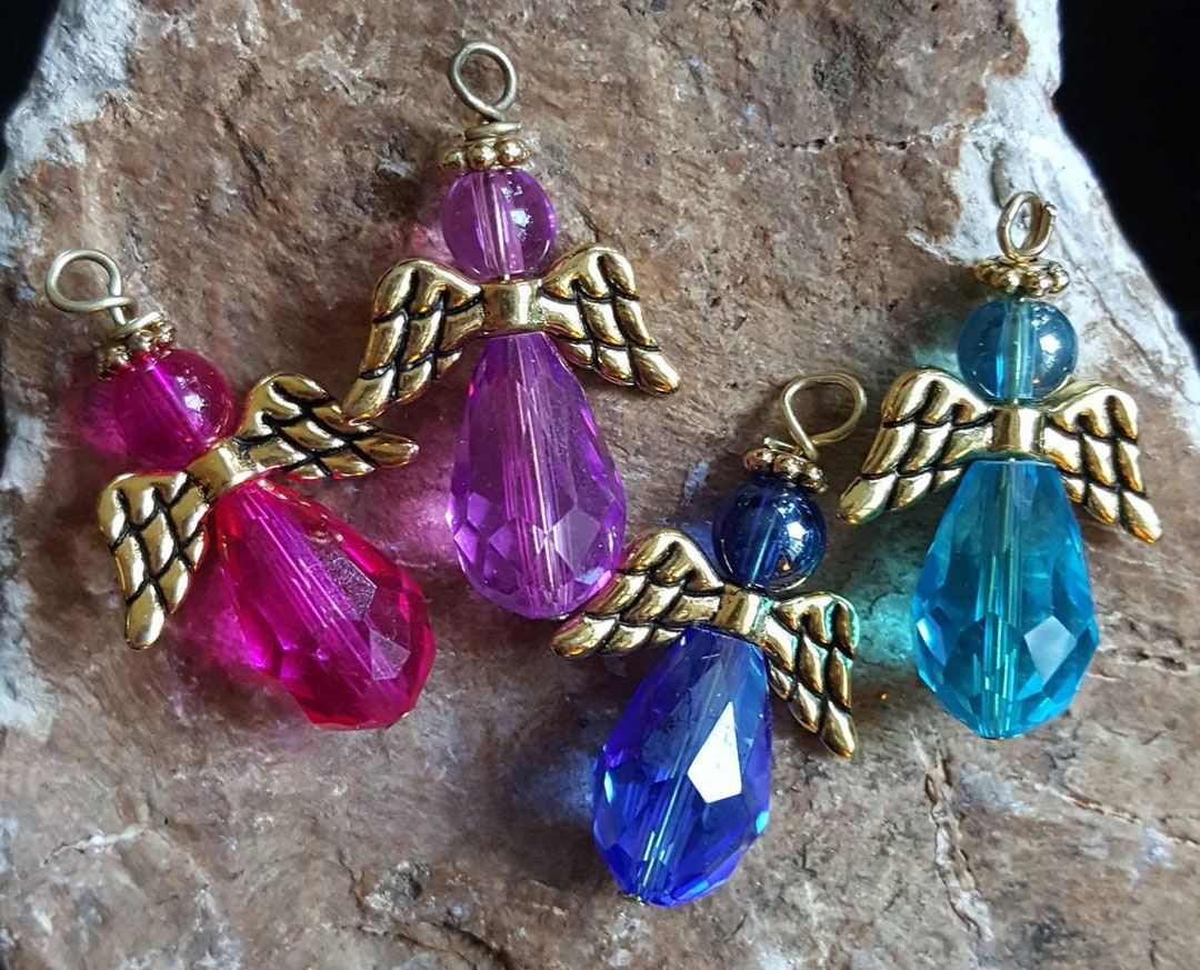 Gold Angel Charms, Colorful Beaded Angels, Crystal Angel Pendants for ...
