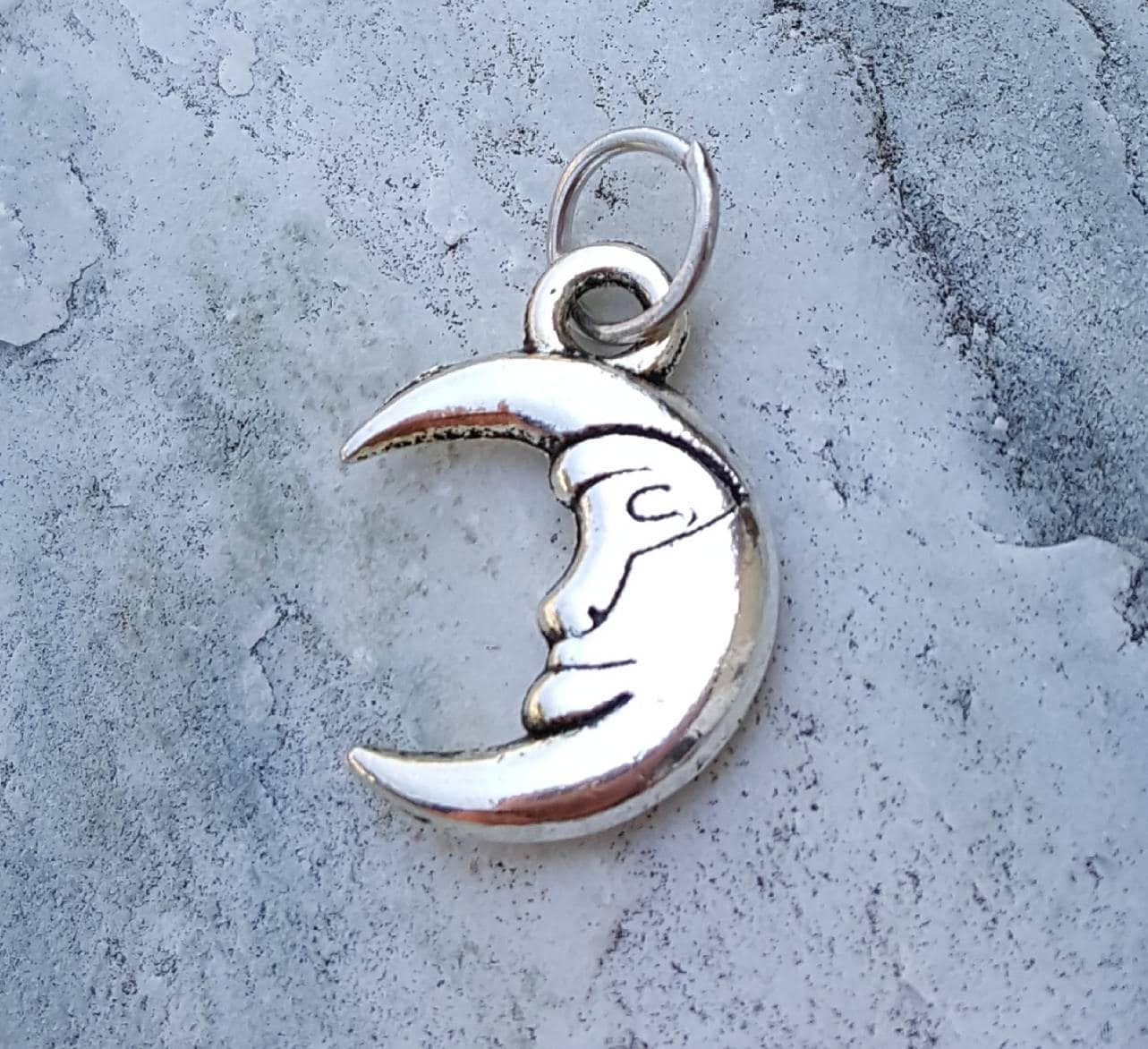 Silver crescent moon charm silver crescent moon pendant | Etsy