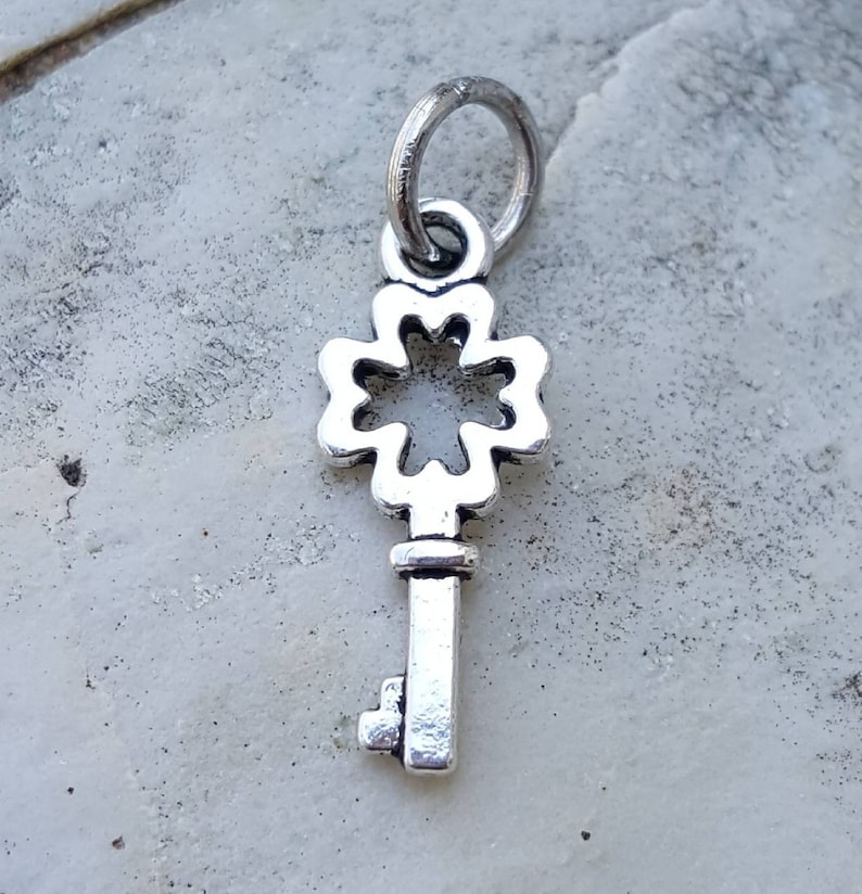 Tiny Silver Key Charm TINY Silver Key Pendant Dainty Key | Etsy