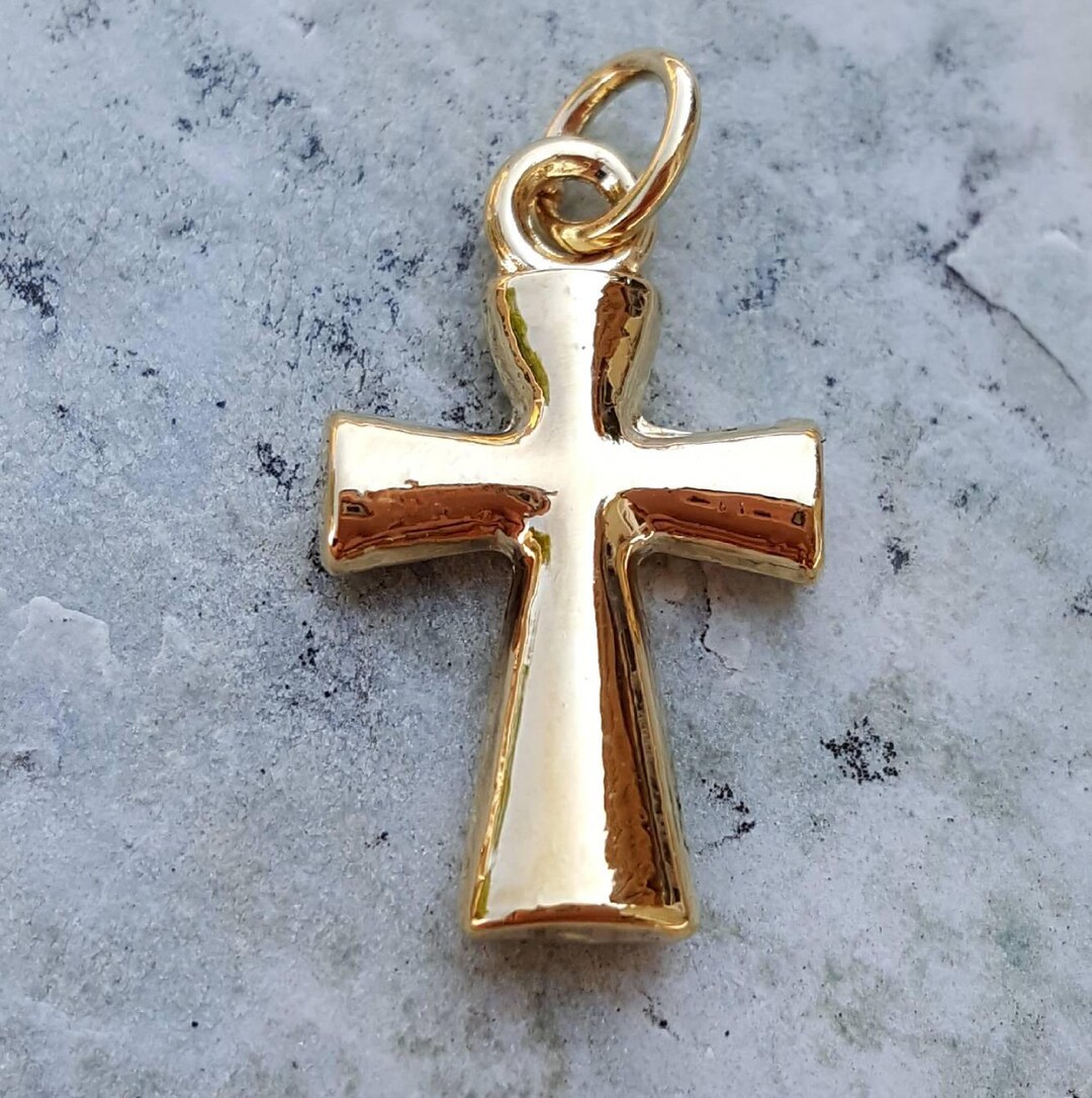 Gold Cross Charm Chunky Gold Cross Pendant Small Gothic - Etsy