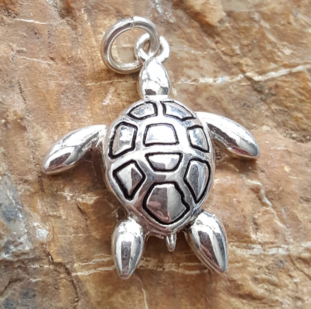 Silver Turtle Charm, Silver Turtle Pendant, Turtle Jewelry, Tiny Silver ...