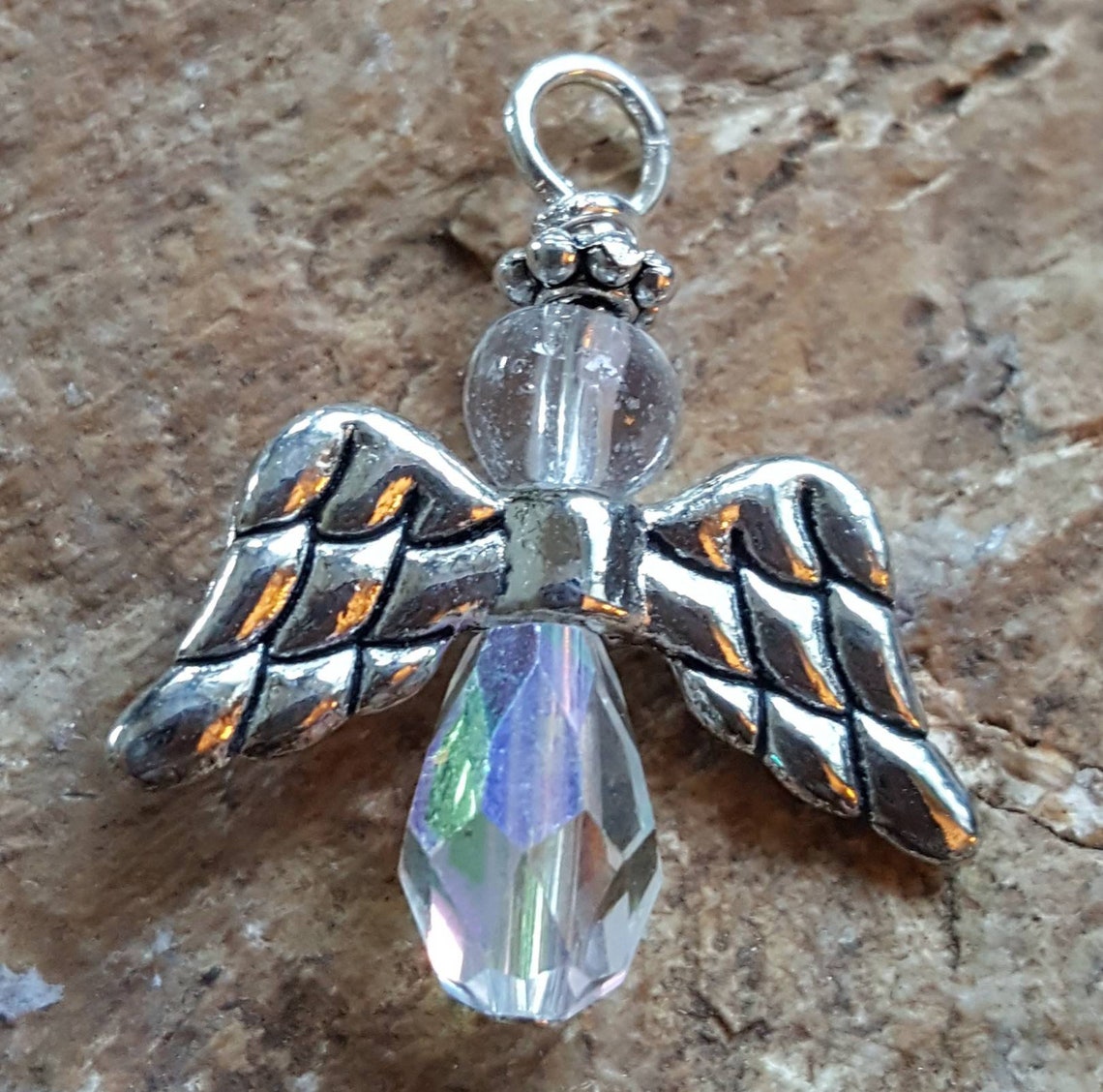 Gold Silver Angel Charm Colorful Beaded Angels Crystal Angel - Etsy