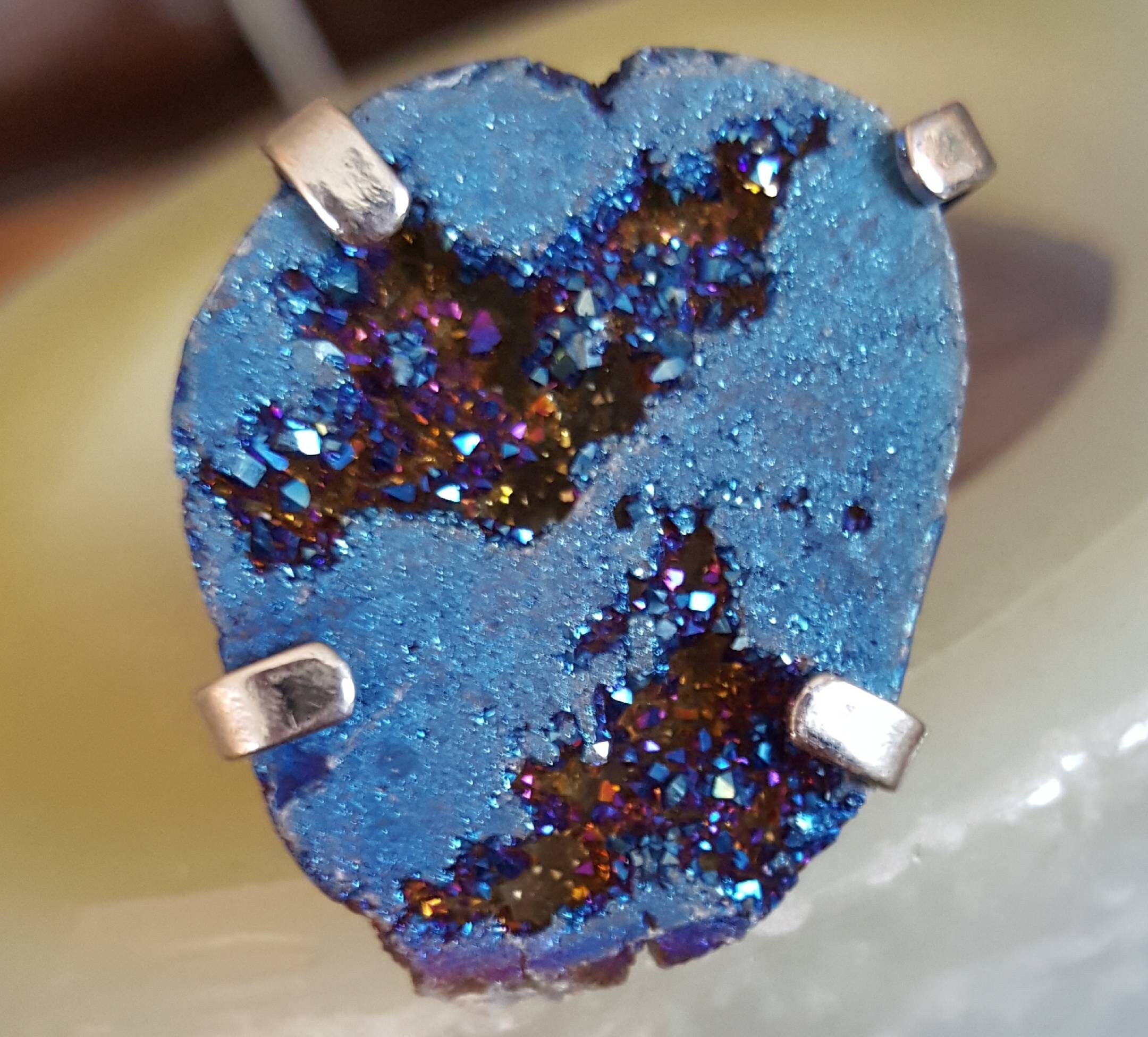 Blue Geode Ring Blue Druzy Ring Blue Crystal Ring - Etsy