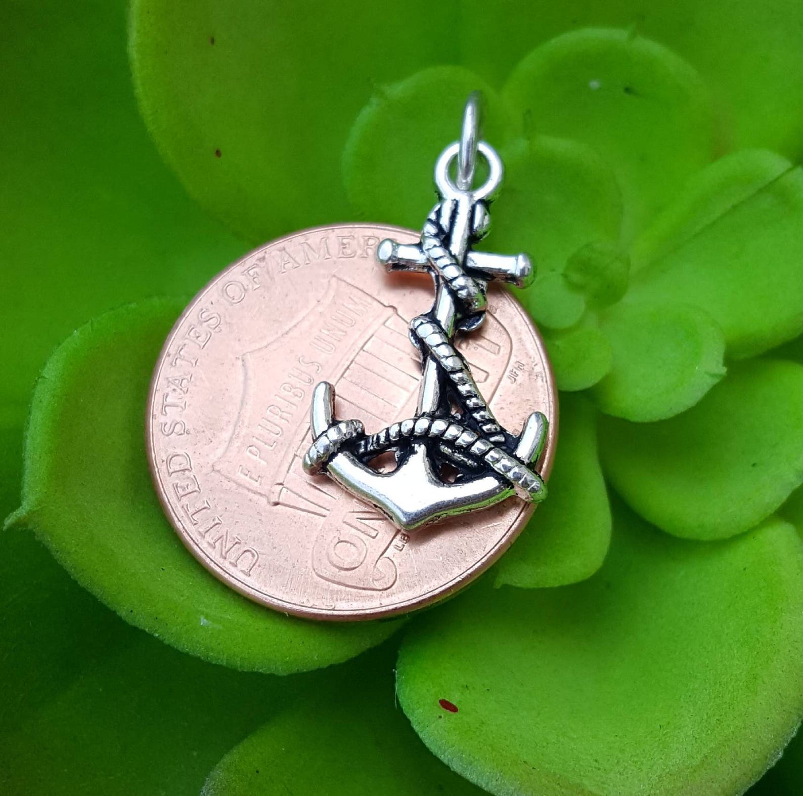 Tiny silver anchor pendant tiny anchor charm nautical charm | Etsy