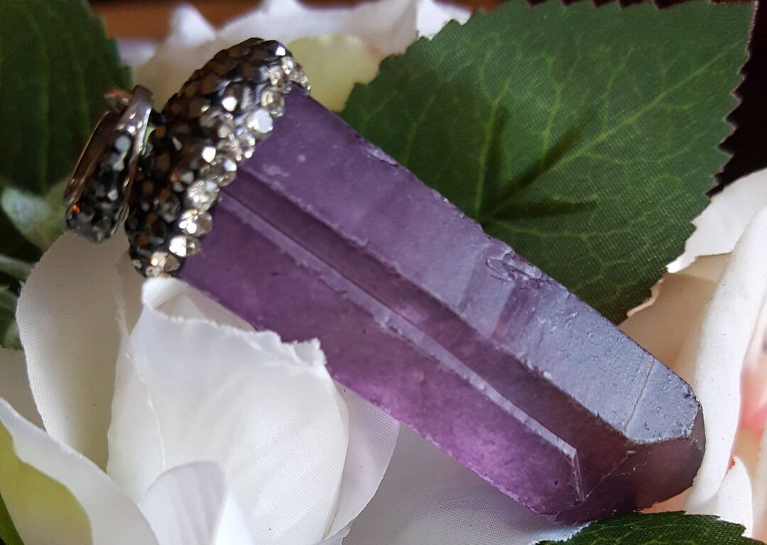 Purple Quartz Point Pendant, Purple Crystal Quartz Pendant With Sparkly ...