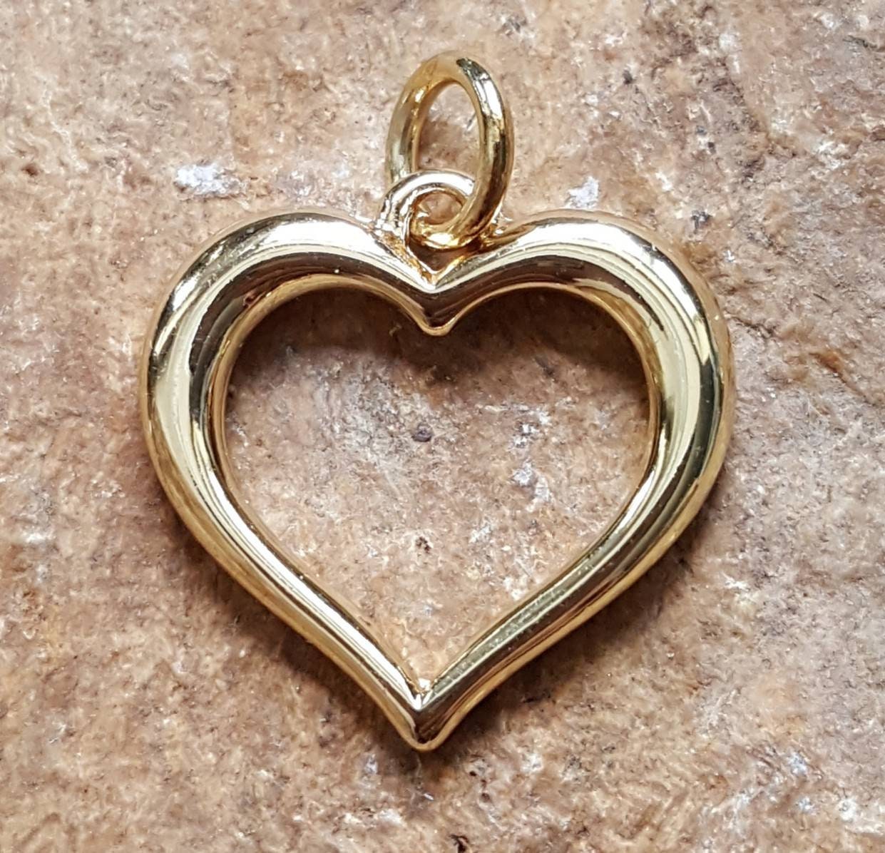 14k Gold Open Heart Charm Gold Open Heart Pendant Gold Heart - Etsy