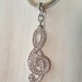 Music Keychain, Silver Music Note Keychain, Crystal Treble Clef ...