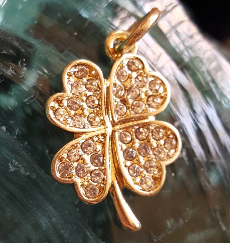 Gold Four Leaf Clover Charm Gold Crystal Four Leaf Clover - Etsy