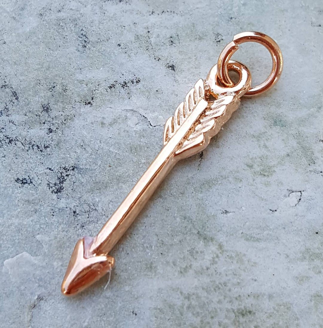 Rose Gold Arrow Charm for Bracelet Necklace, Pink Gold Arrow Charm ...