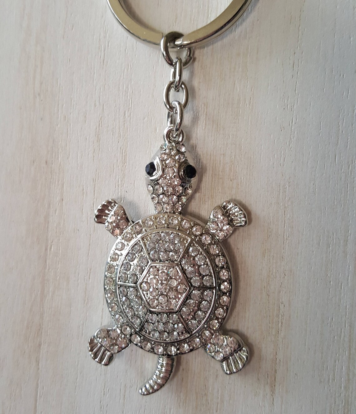 Sea turtle keychain silver pave crystal turtle keychain | Etsy