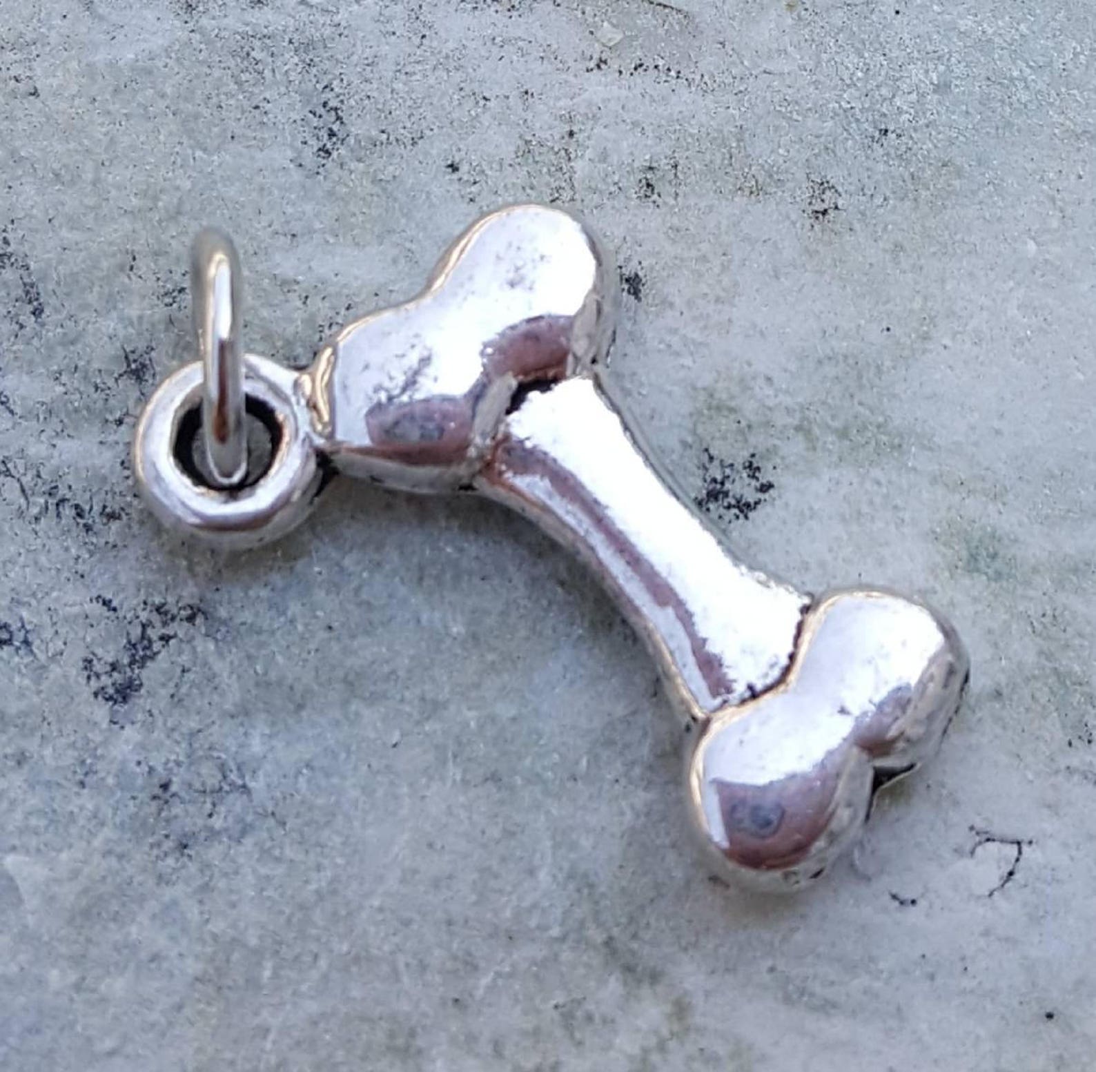 Silver Dog Bone Charm, Animal Charms, Tiny Dogbone Charm, Silver Dog ...