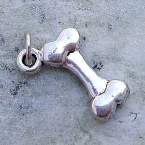 Silver Dog Bone Charm, Animal Charms, Tiny Dogbone Charm, Silver Dog ...