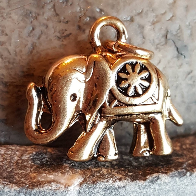 Gold Elephant Charm - Etsy
