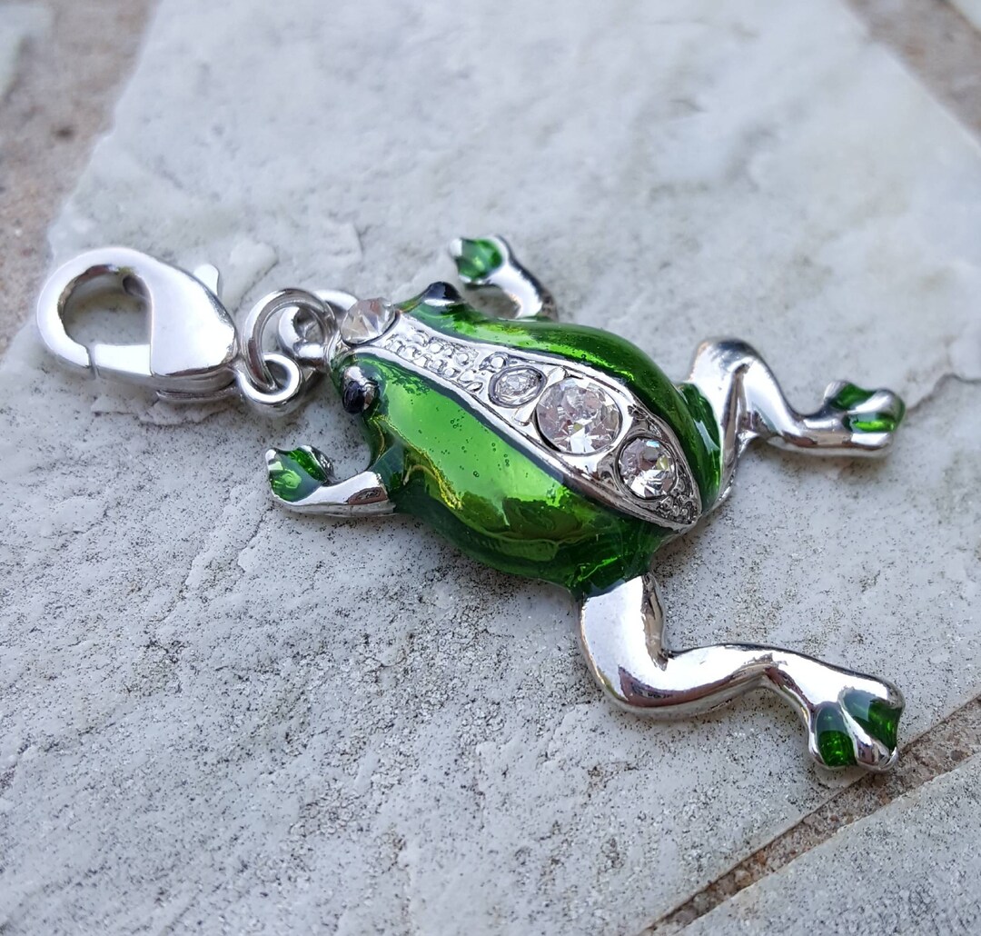 Sparkly Frog Charm, Clip on Charm for Bracelets Necklaces, Frog Charm W ...