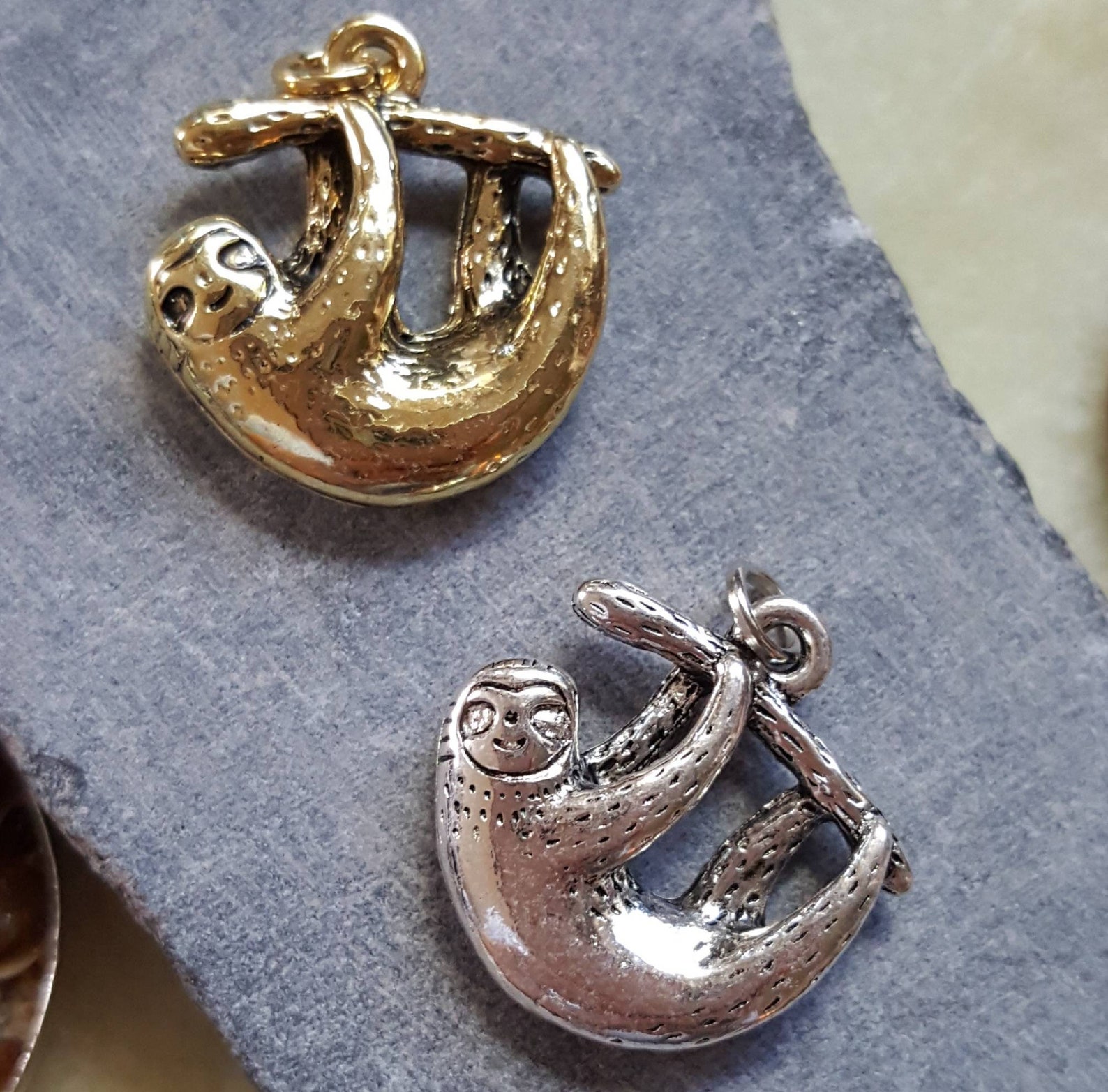 Silver Sloth Charm Gold Sloth Charm Silver Sloth Pendant - Etsy