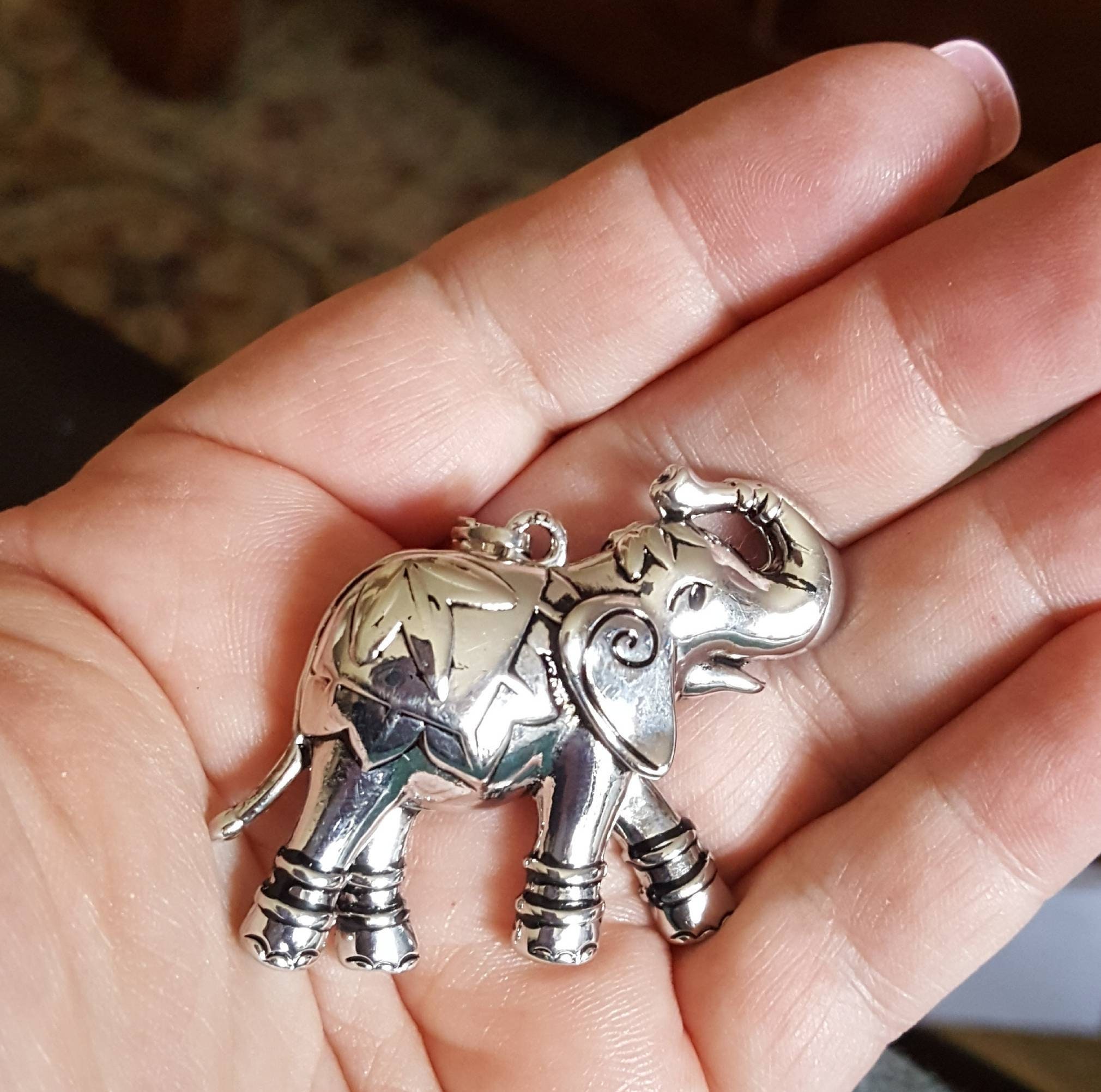 Silver Elephant Pendant Elephant Jewelry Antique Silver - Etsy