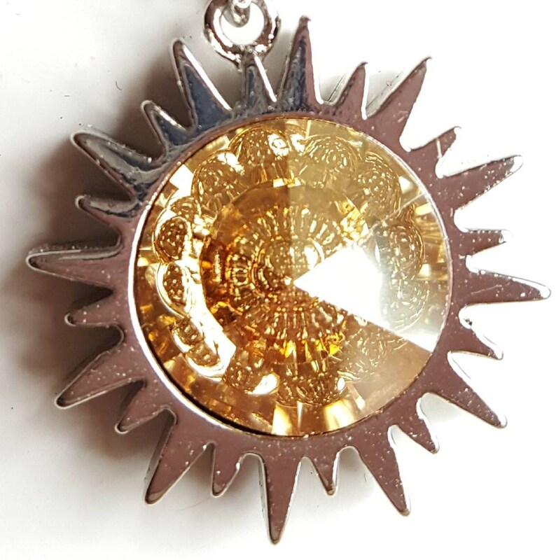 Swarovski Crystal sunburst charm pendant sun clip on charm | Etsy