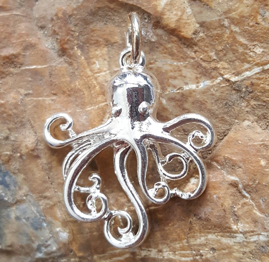 Silver Octopus Charm, Sealife Ocean Beach Charms Pendants Jewelry, Fish ...