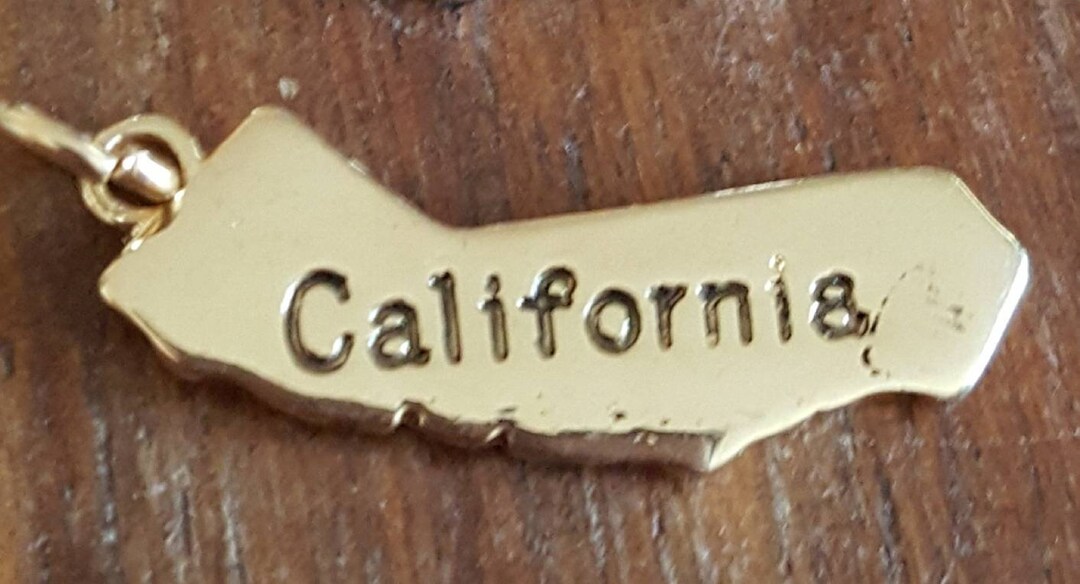 Gold California State Charm, State of California Pendant, Gold State of ...