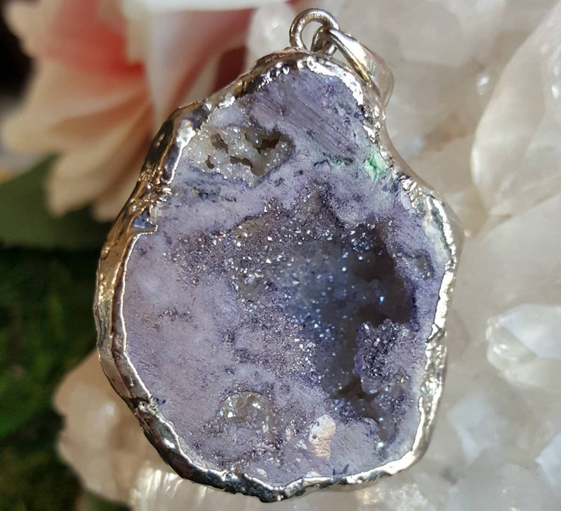 Purple Geode Pendant Purple Druzy Pendant Purple Stone - Etsy
