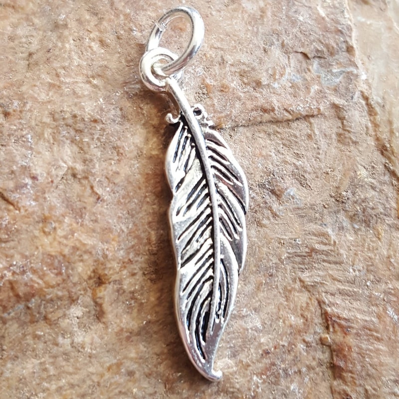 Silver Feather Charm - Etsy