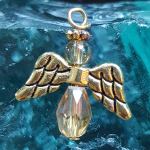 Gold Silver Angel Charm, Colorful Beaded Angels, Crystal Angel Pendant ...