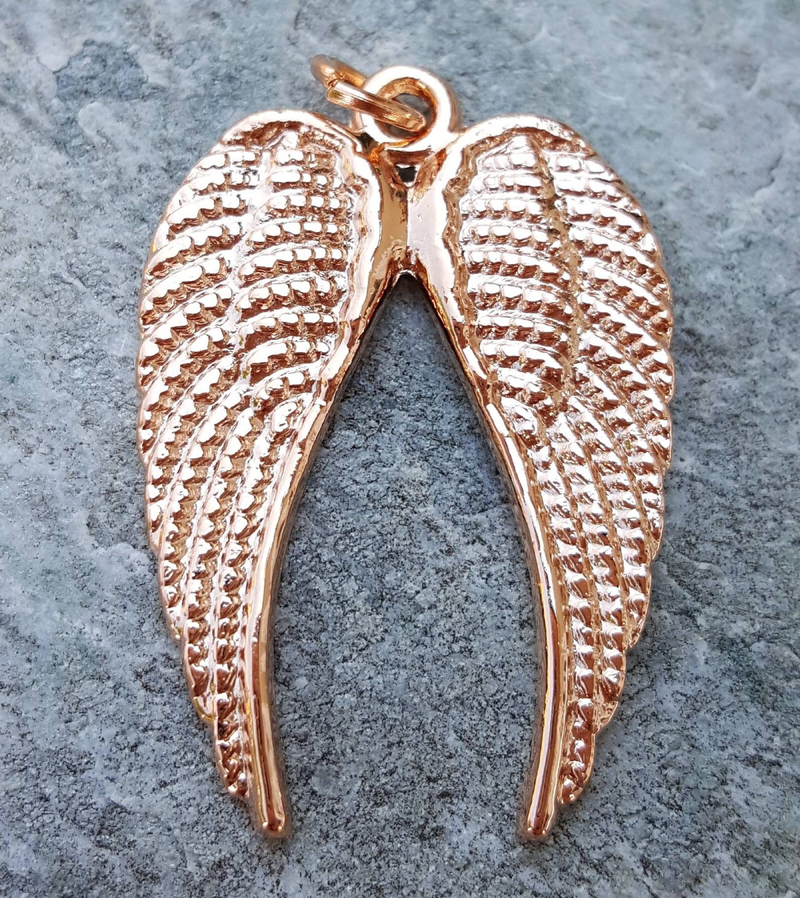 Rose gold angel wing charm store