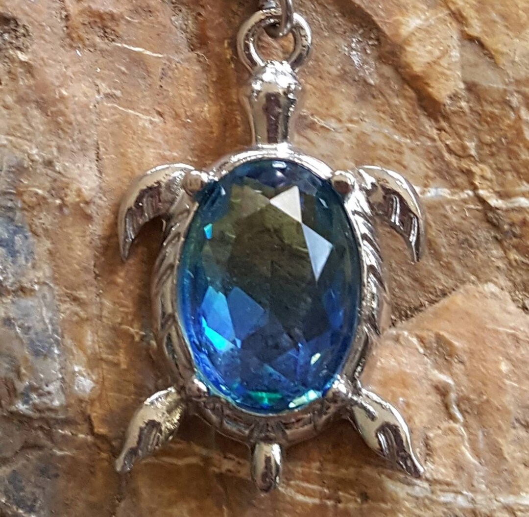 Blue Crystal Turtle Charm, Crystal Sea Turtle Charm, Clip on Turtle ...