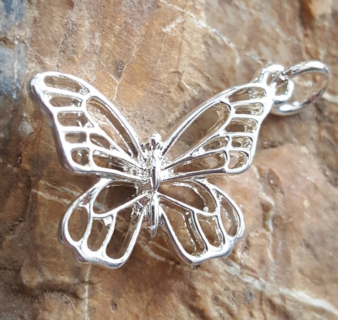 Silver Butterfly Charm, Silver Butterfly Pendant, Cute Butterfly ...