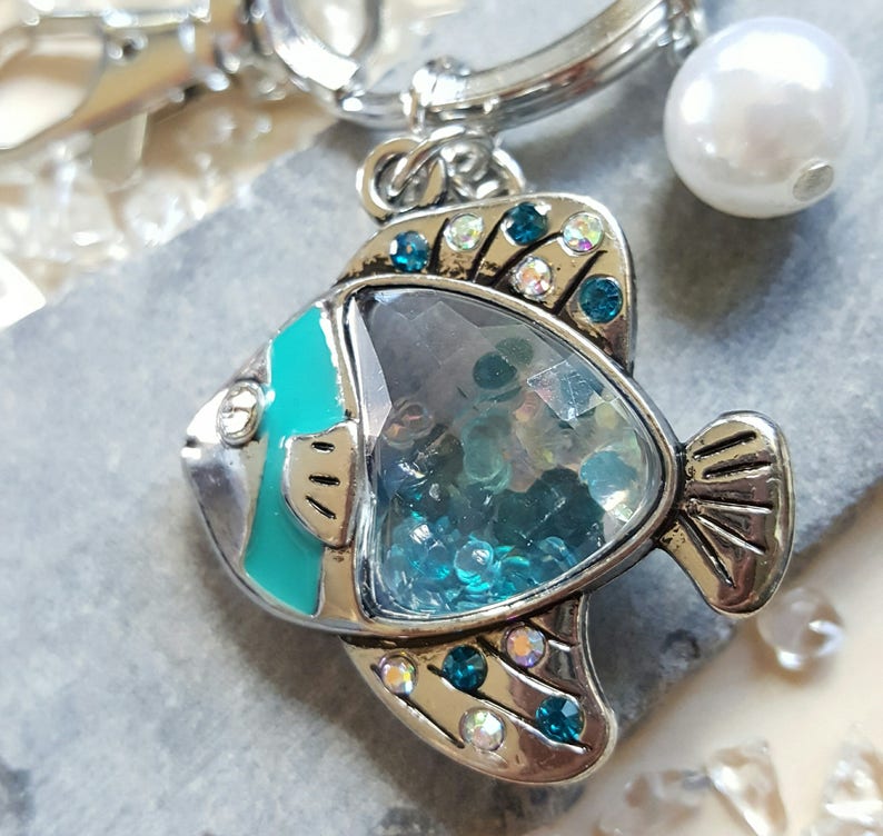 Tropical Fish Keychain 3D Crystal Blue Fish Keychain Sparkly | Etsy
