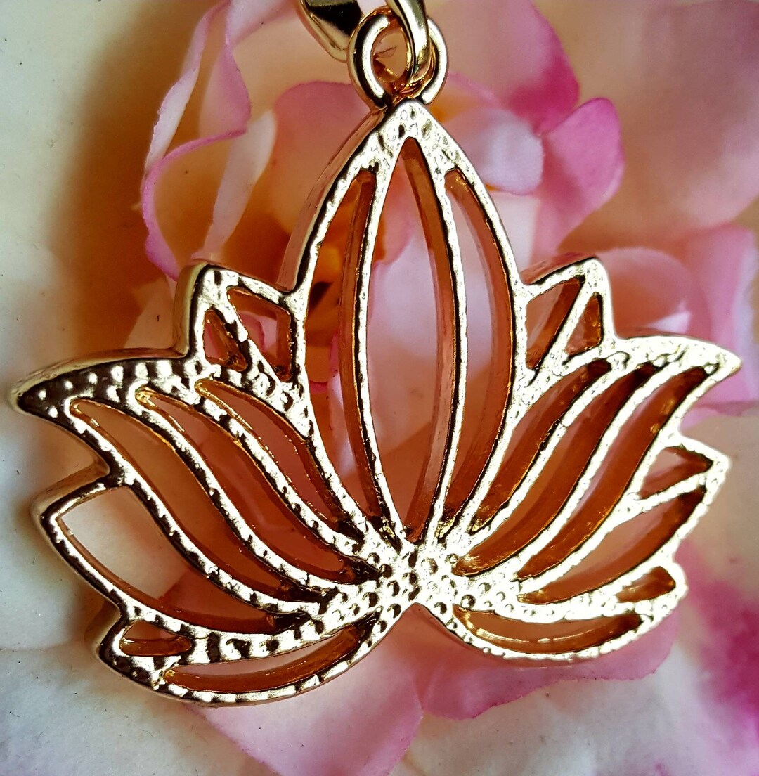 Unique Gold Lotus Pendant, Large Filigree Lotus Pendant, Meditation ...