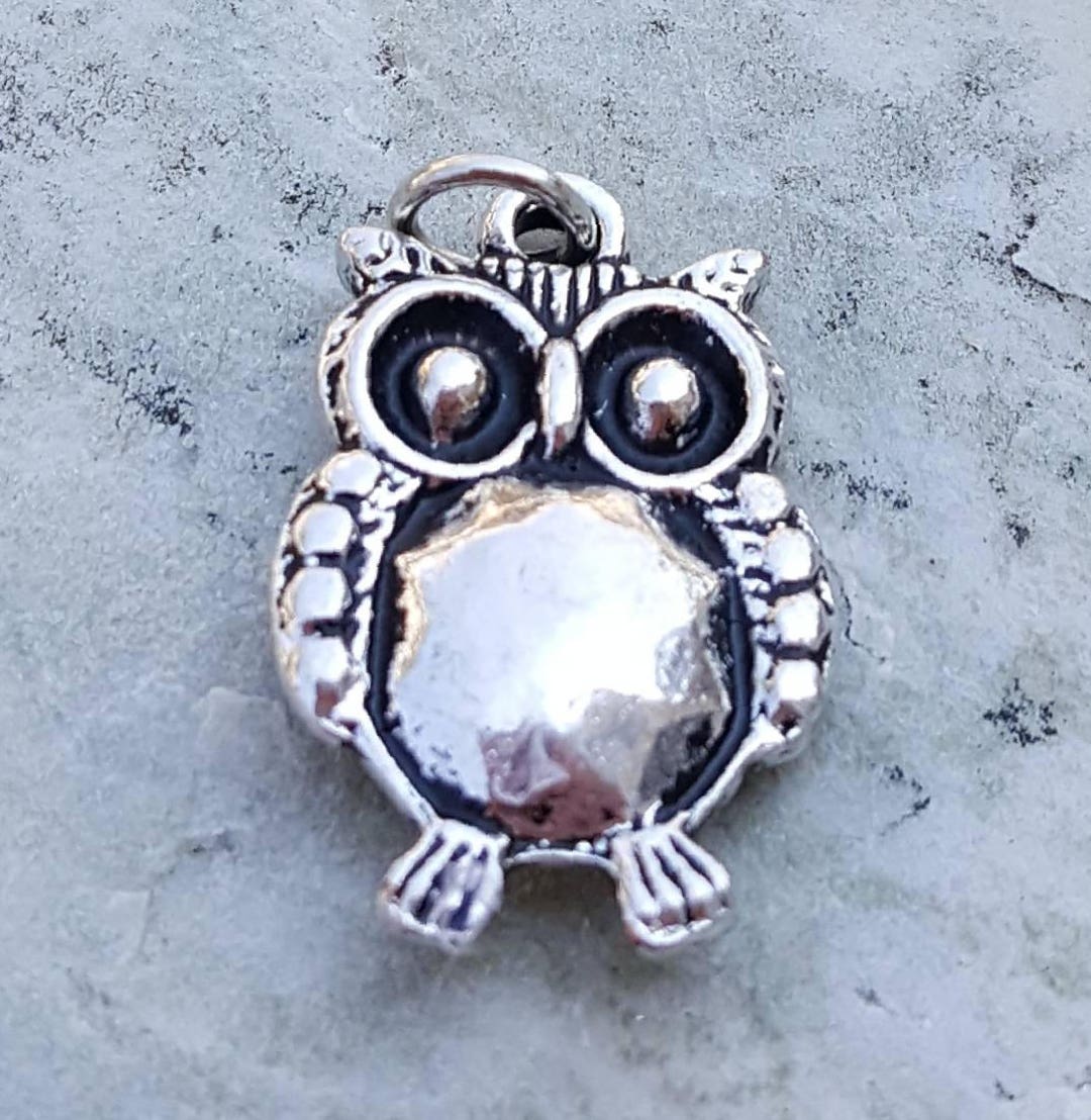 Silver Owl Charm, Silver Owl Pendant, Cute Owl Jewelry, Bird Charm ...