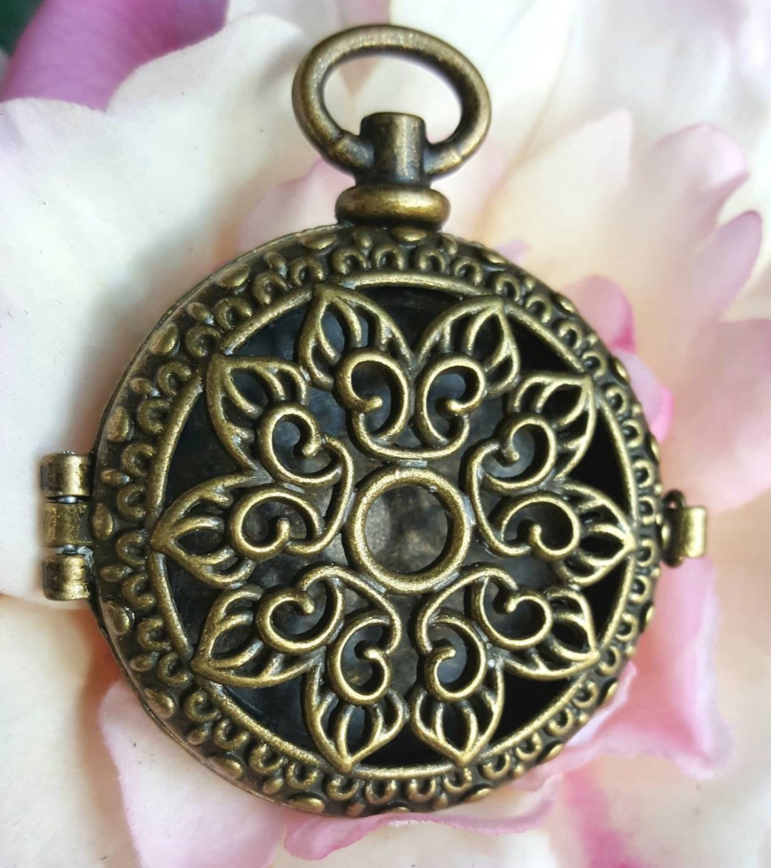 Antique Brass Pocket Watch Locket Pendant for Necklaces, Large Vintage ...