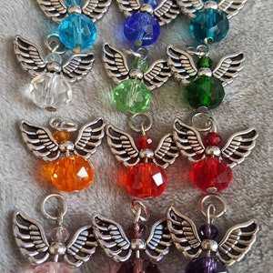 Silver Angel Charm, Colorful Beaded Angel Charm, Crystal Angel Pendant ...
