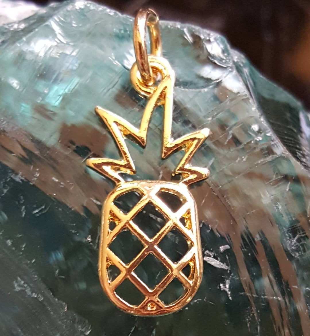 14k Gold Pineapple Charm Gold Pineapple Pendant Tiny - Etsy