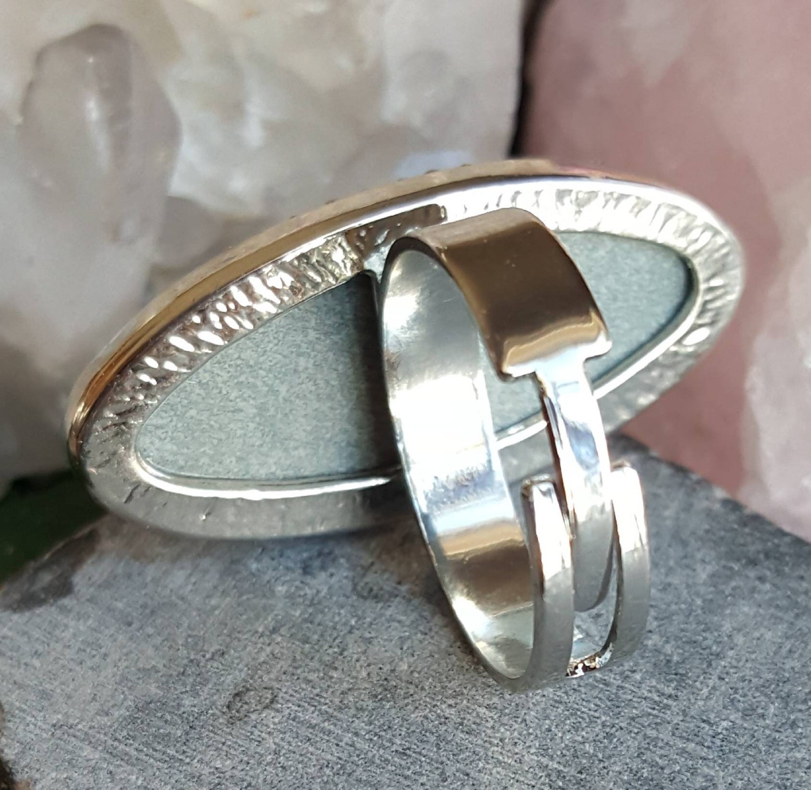 Blue Abalone Ring Abalone Inlay Shell Ring Pave Crystal - Etsy