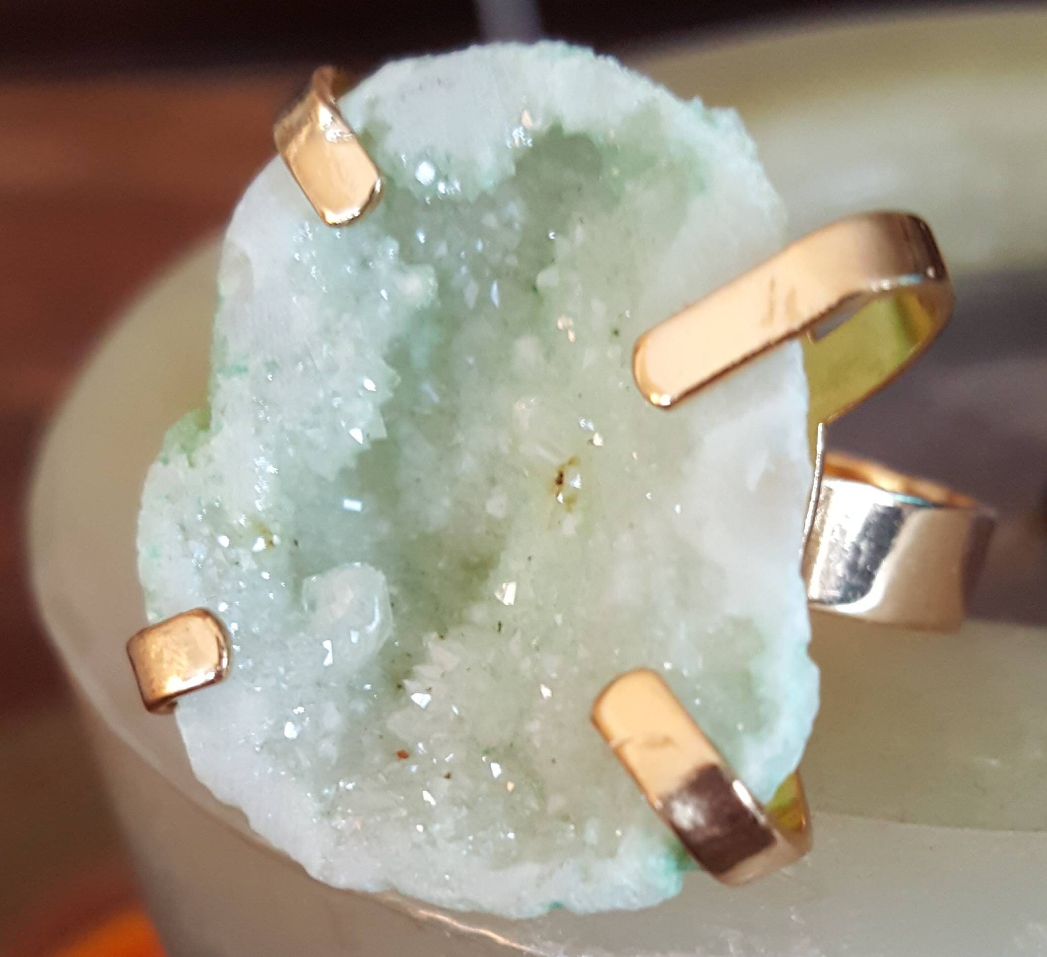 Mint grün Geode Ring Mint grün Druzy Ring grüne | Etsy