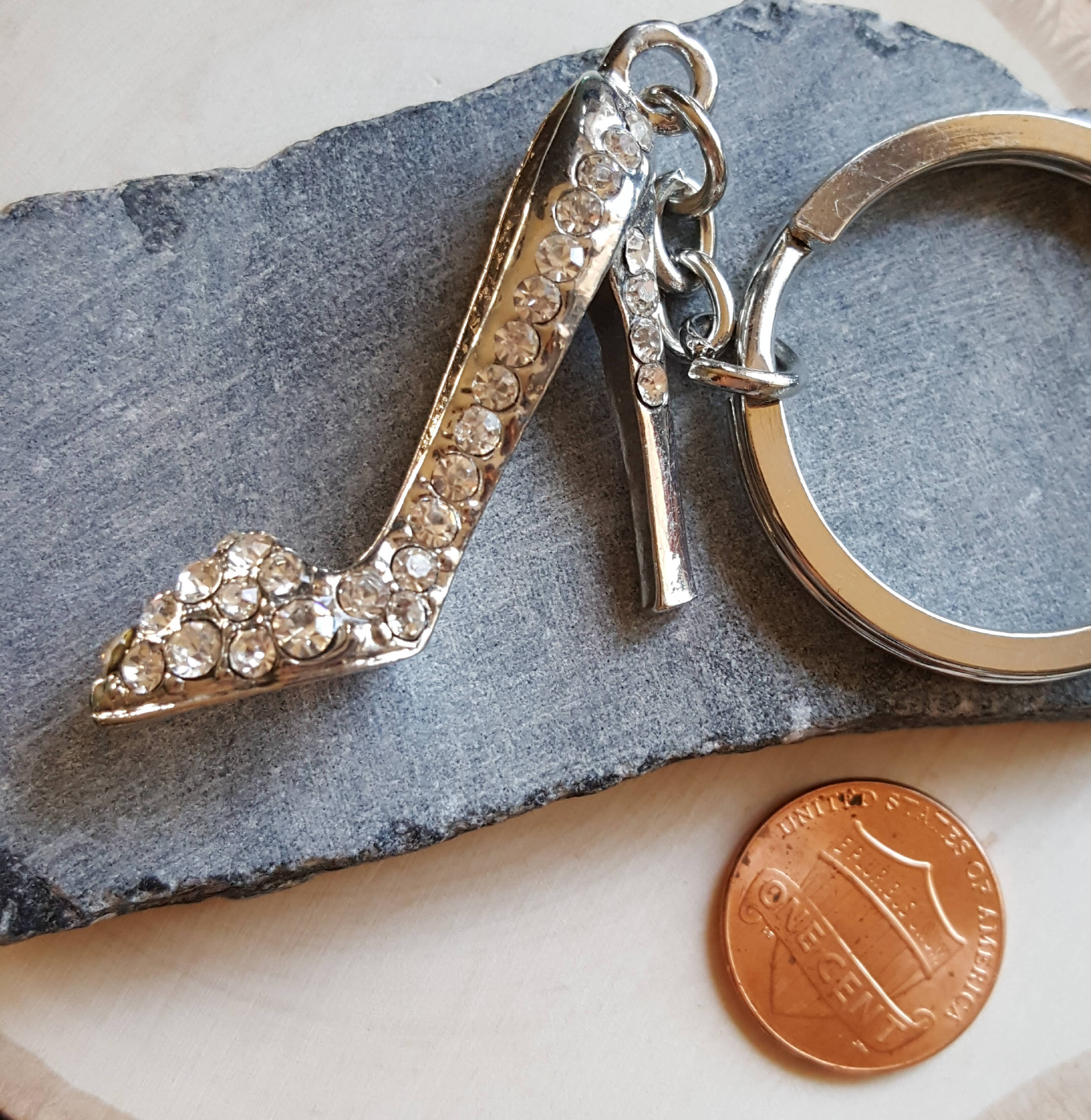 Feminine Keychain Pave Crystal Silver Stiletto Keychain - Etsy