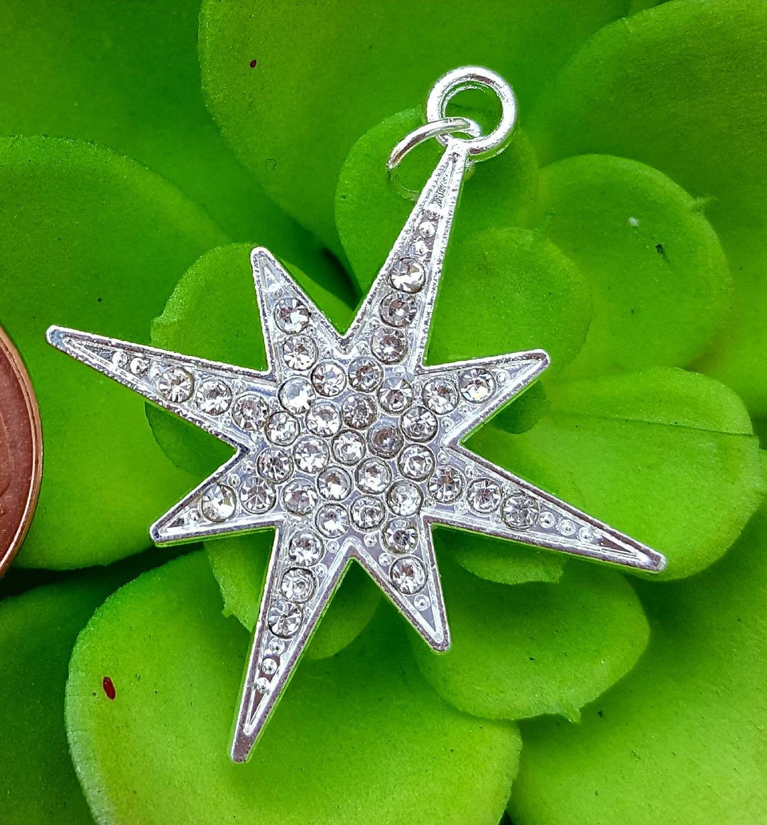 Sparkly Pave Crystal Star Charm, Star of Bethlehem North Star Starburst ...