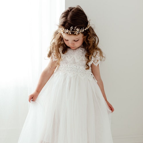 Boho Lace Flower Girl Dress Rustic Ivory Wedding Dress Will Etsy