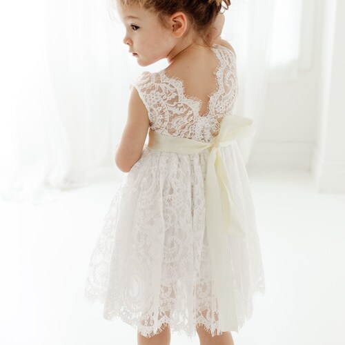 Bohemian Ivory Flower Girl Dress Rustic Tulle Wedding Dress Etsy