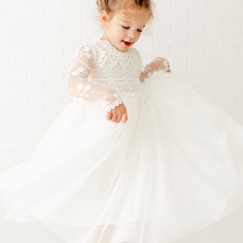Bohemian White Flower Girl Dress Rustic Tulle Wedding Dress Etsy