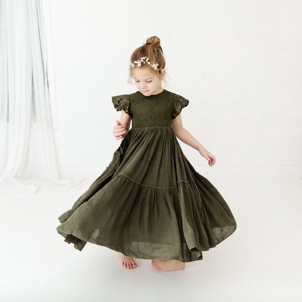 Green Flower Girl Dress - Etsy