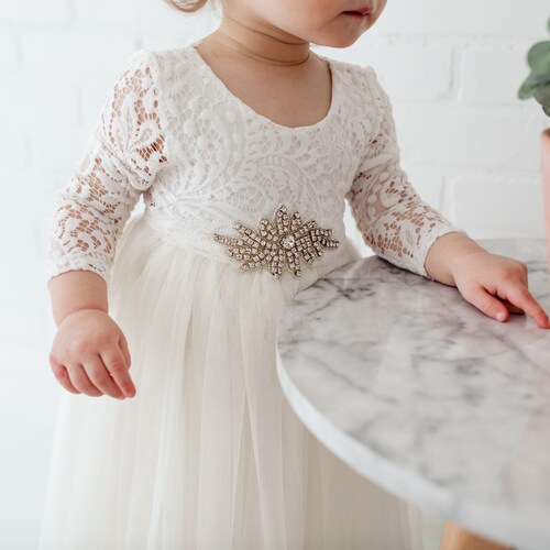 Floor Length Flower Girl Dress Long Sleeve Wedding Gown Etsy