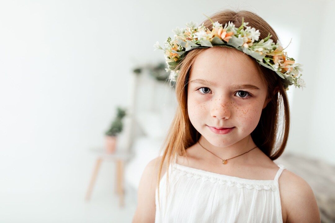 Boho Flower Crown, Flower Tiara, Peach Flower Crown, Flower Halo ...