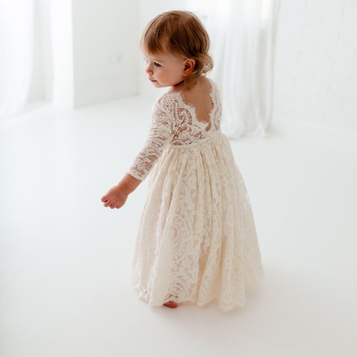 Bohemian White Flower Girl Dress Rustic Lace Wedding Dress Etsy