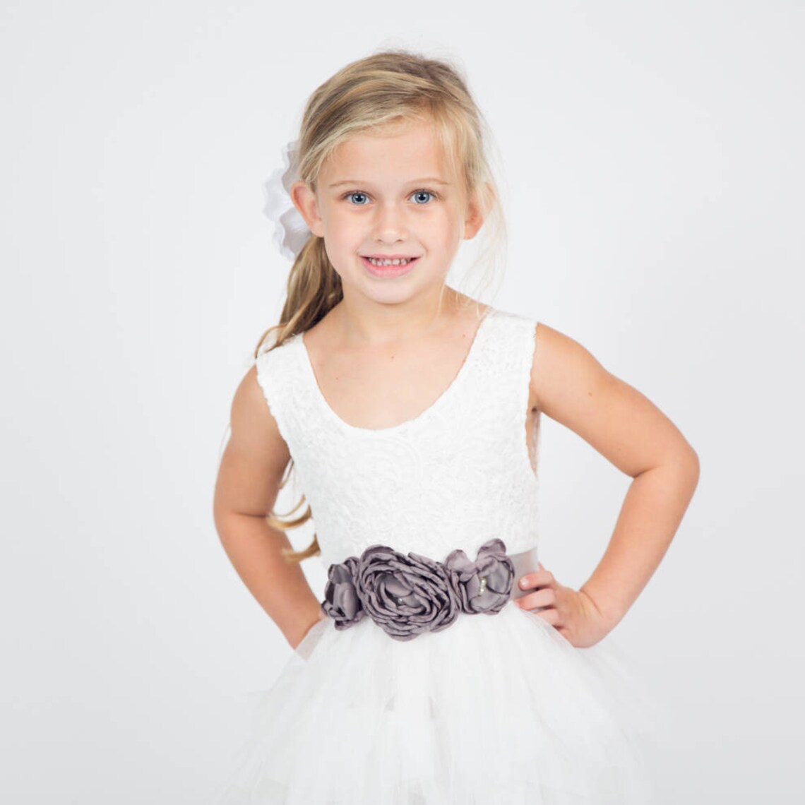 Rustic White Lace Flower Girl Dress Bohemian Tulle Wedding Etsy